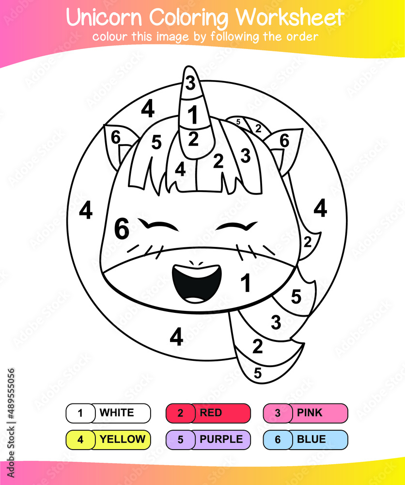 Unicorn coloring worksheet page. Coloring worksheet for preschool ...