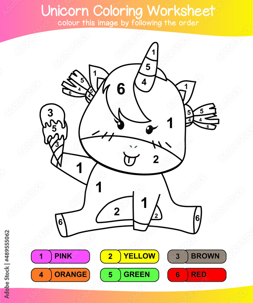 Unicorn coloring worksheet page. Coloring worksheet for preschool ...