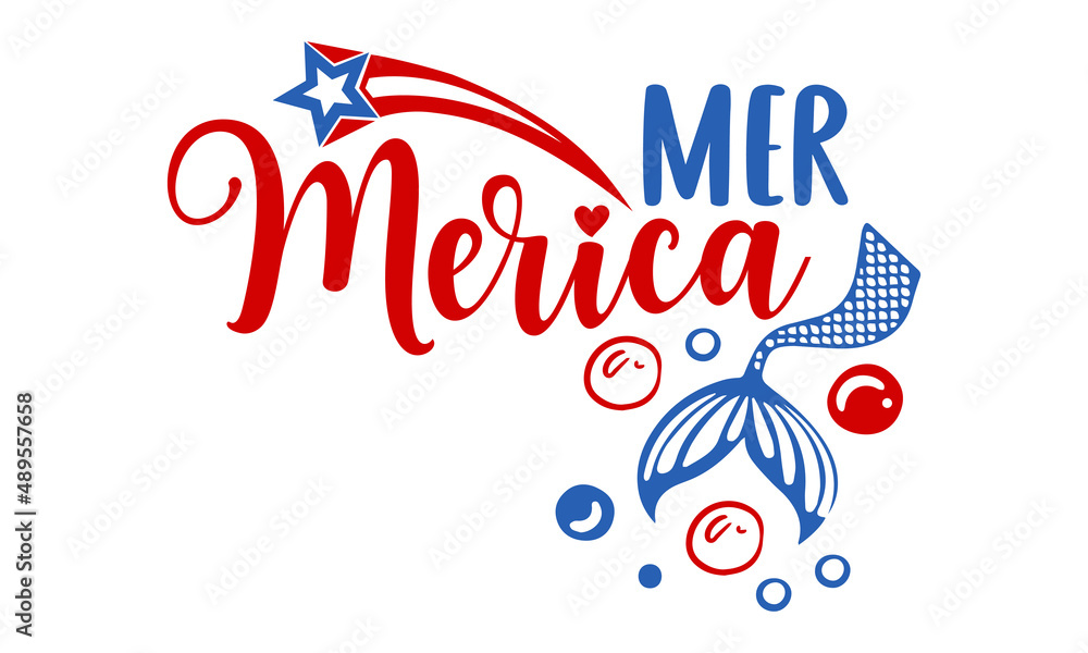 Mer merica - 4th Of July t shirt design, Hand drawn lettering phrase ...