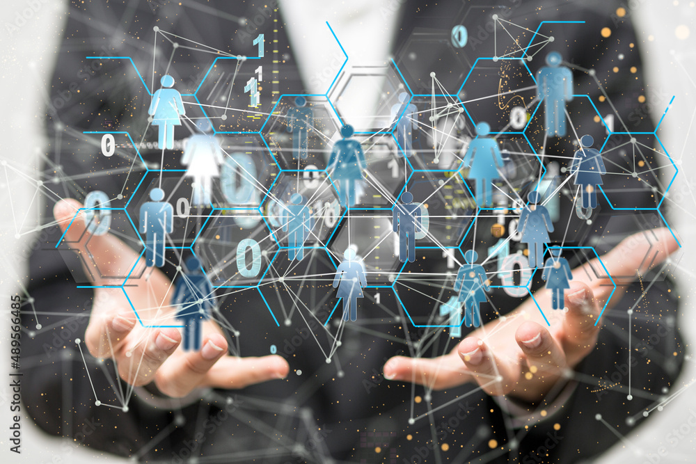 Neural network concept. Connected cells with links. Stock Photo | Adobe ...