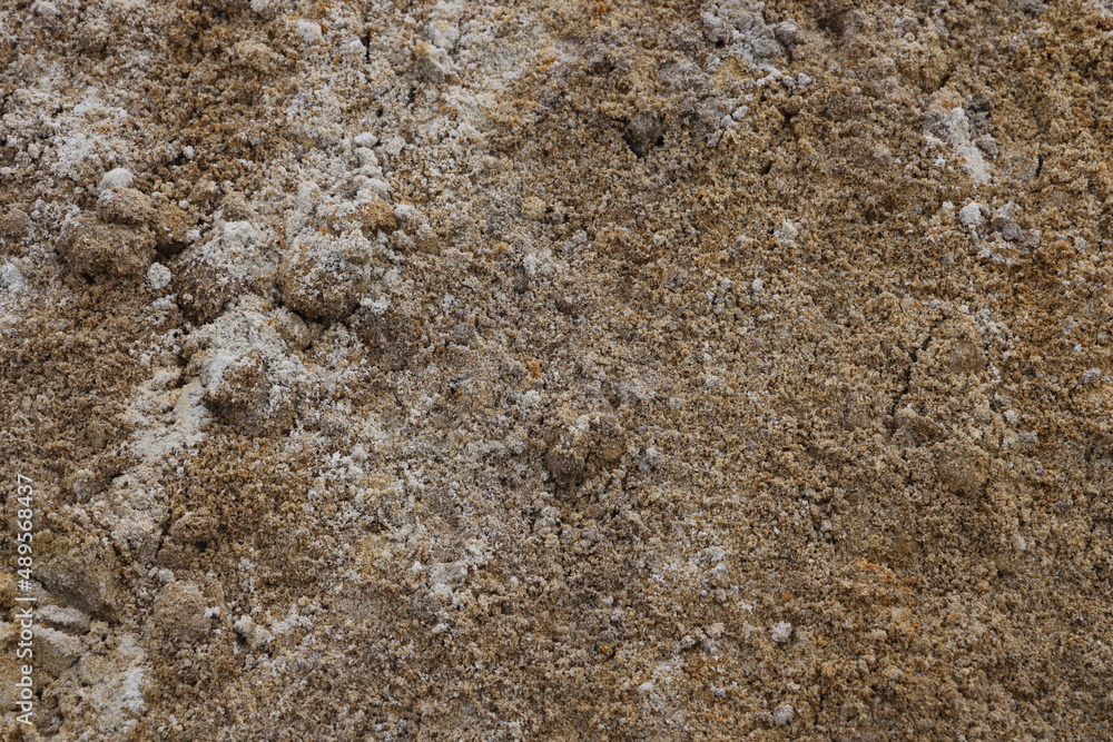 Surface structure of river sand. Large river sand at a construction ...
