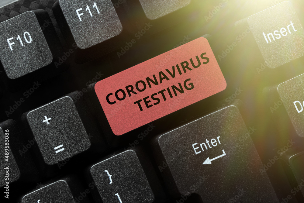 Hand writing sign Coronavirus Testing. Business idea Collection of ...