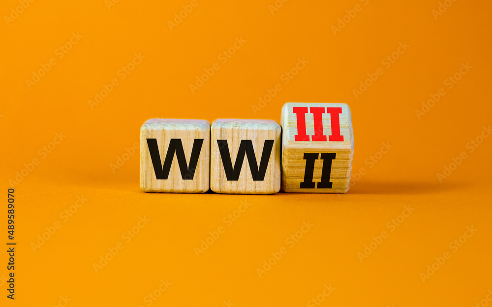 WW3 world war 3 symbol. Turned the wooden cube and changed the concept ...