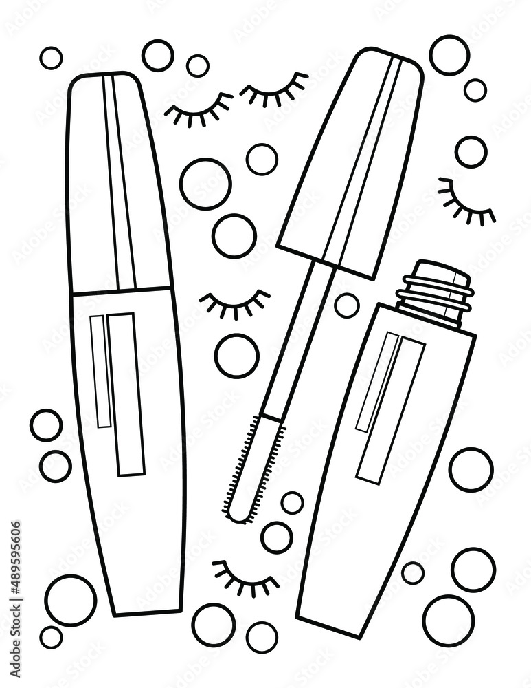 Mascara. Beauty coloring book. Coloring book for children and adults ...