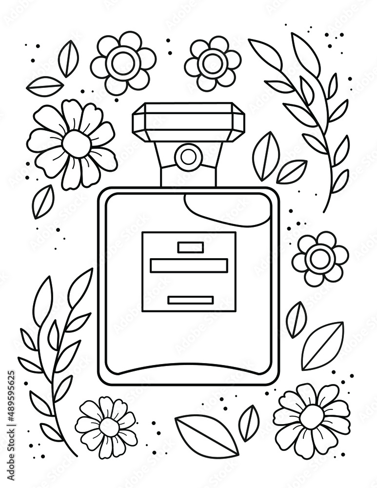 Perfume. Bottle of perfume. Perfumery. Beauty coloring book. Coloring ...
