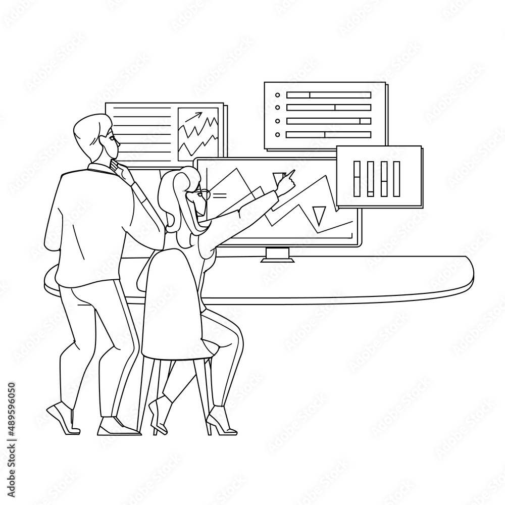 data analyst research graph. Black Line Pencil Drawing Vector. finance ...