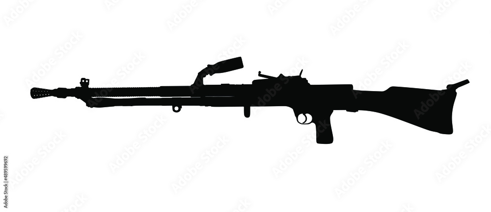 Machine gun vector silhouette illustration isolated on white background ...