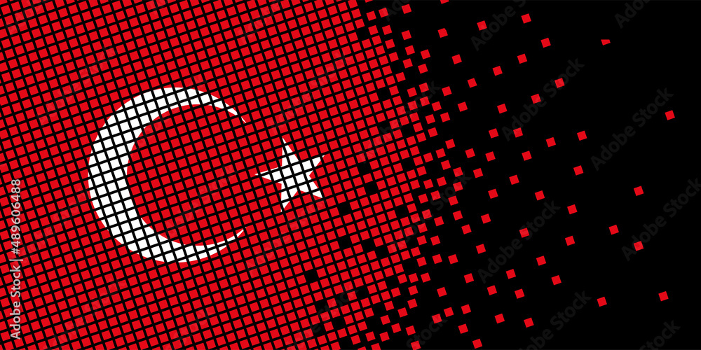 Pixel art with Turkey flag. Pixel Dots grow by concentrating within the ...