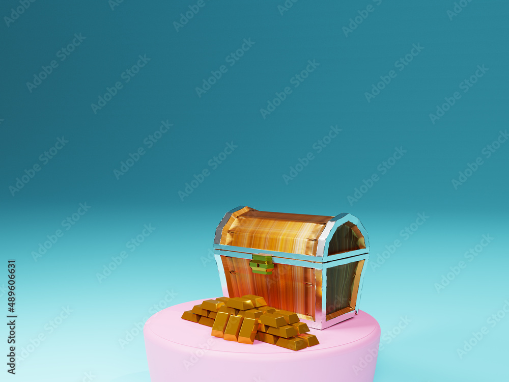 Pandoras box on a stand pink, treasure chest wood with silver sheet ...