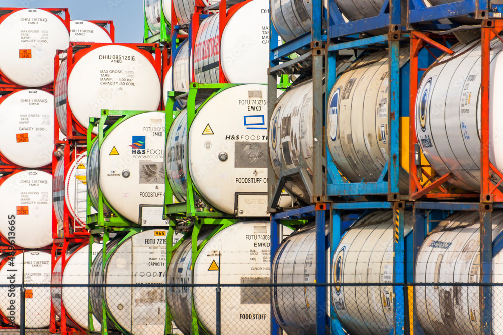 Iso Container Tanks in Rotterdam Stock Photo | Adobe Stock
