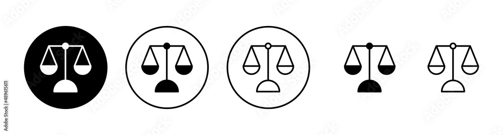 Scales icons set. Law scale icon. Justice sign and symbol Stock Vector ...