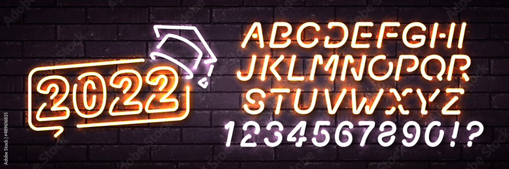 Vector realistic isolated neon sign of 2022 Graduation with easy to ...