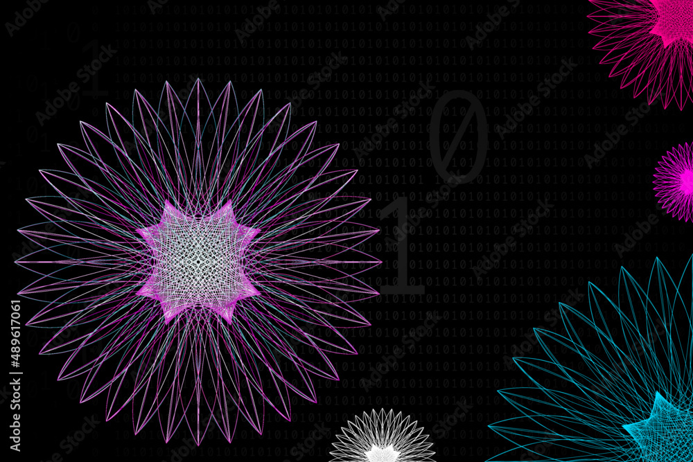 Big data wave visualization. Binary code and line wave pattern Stock ...