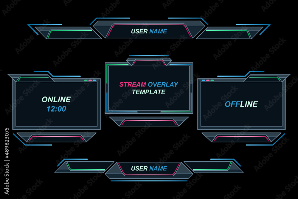 Set futuristic stream overlay geometric frames template Stock Vector ...
