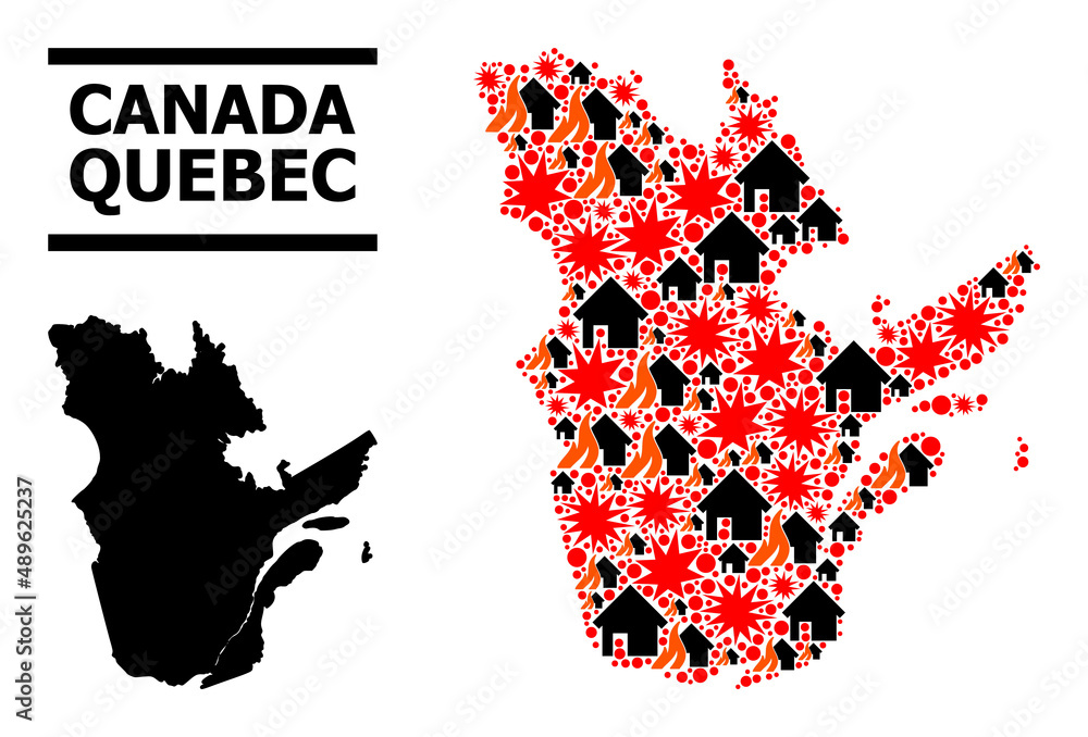 Vektorová grafika „War collage vector map of Quebec Province ...