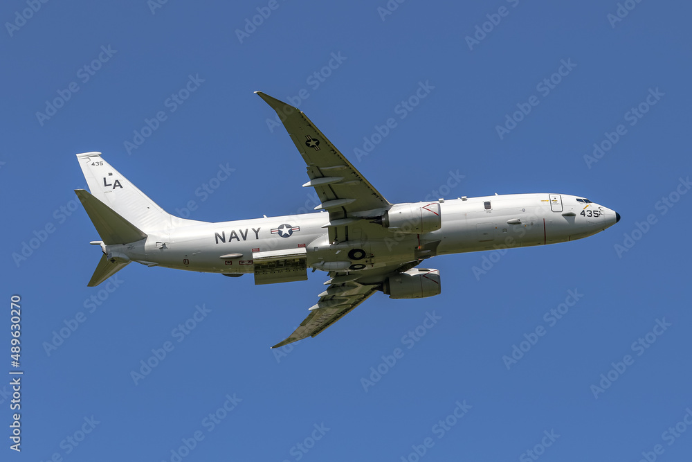SAPPORO, JAPAN - Jul 23, 2016: The P-8A Poseidon is the U.S. Navy's ...