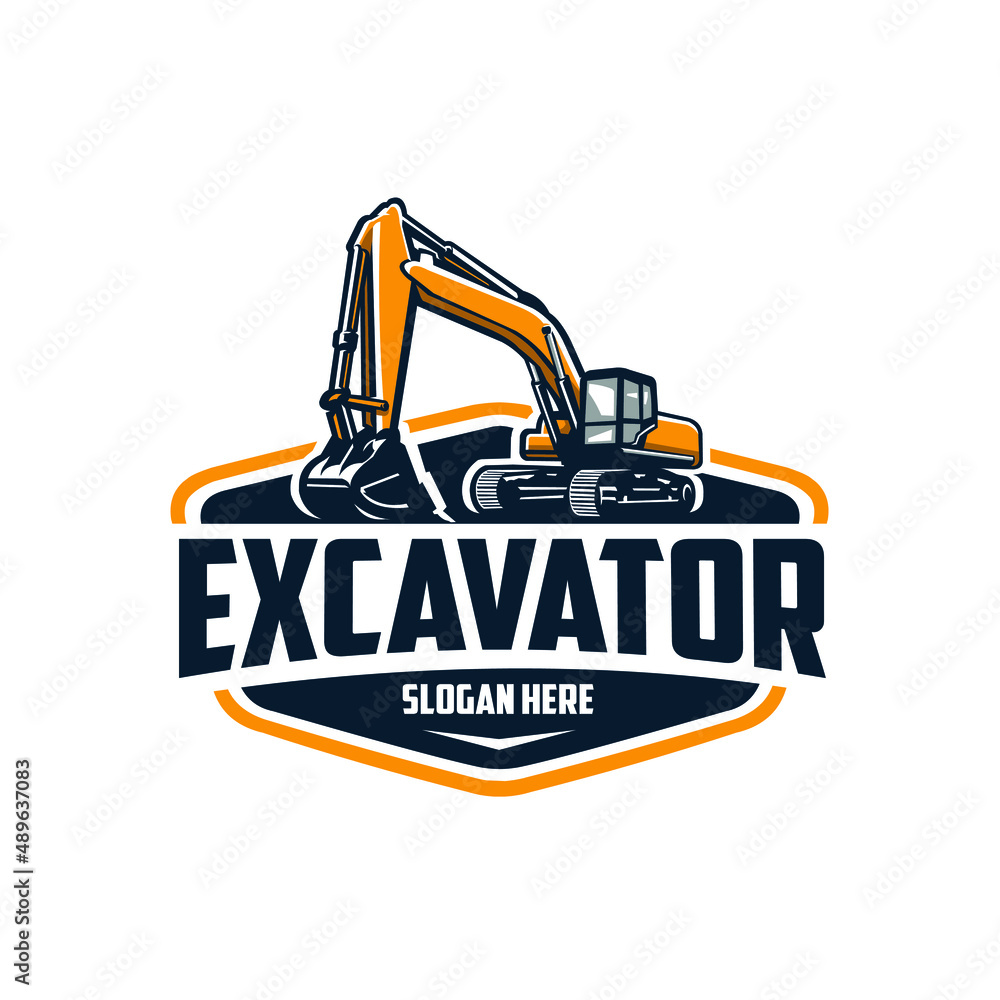 Excavator company ready made emlem logo template. Best for excavating ...