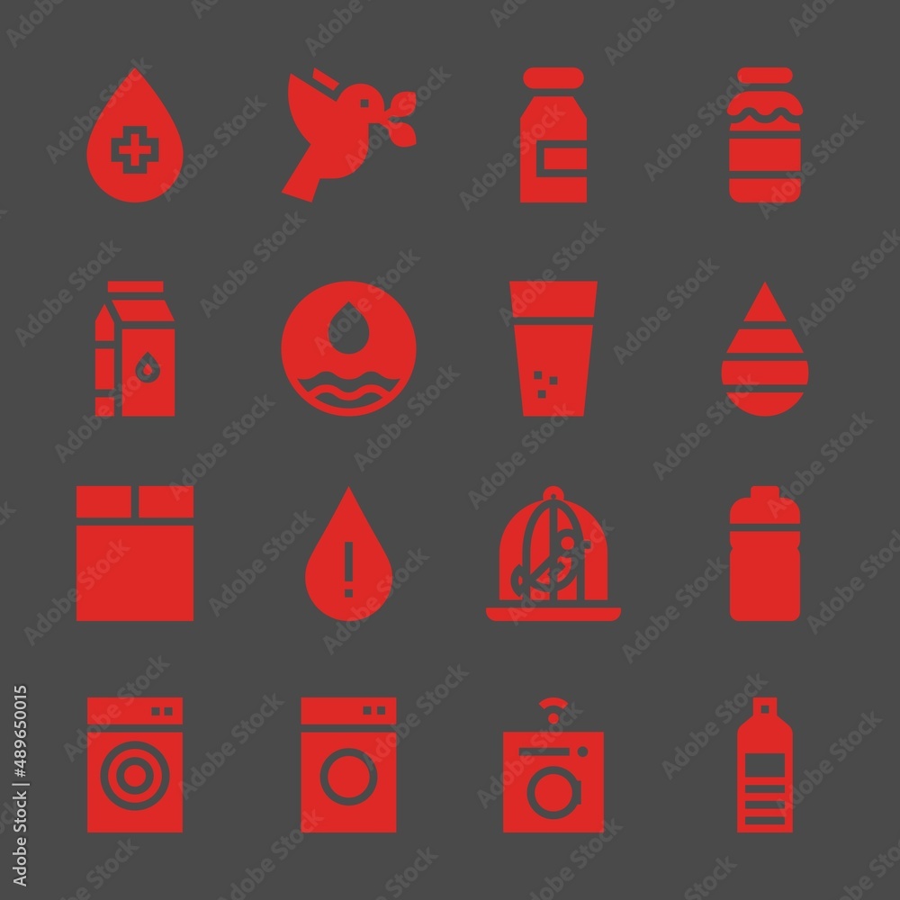 purity web icons. Water and Dove, Milk and Drop symbol, vector signs ...