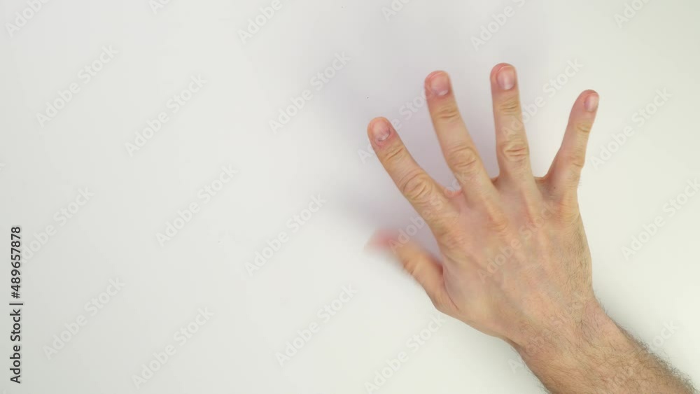 Top view hands count on fingers from one to ten. showing score on white ...