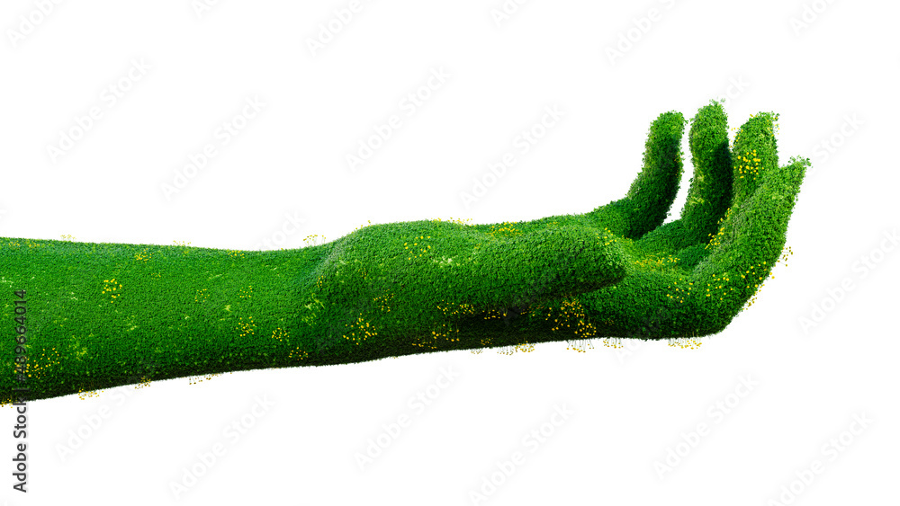 Hand cover by grass, mother nature concept. Hand reaching. empty, arm ...