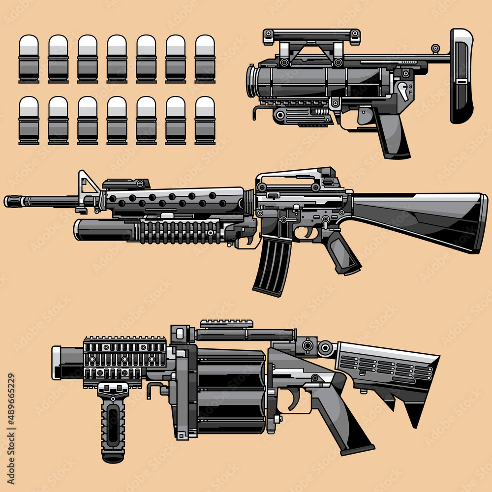 vector set grenade launcher Stock Vector | Adobe Stock