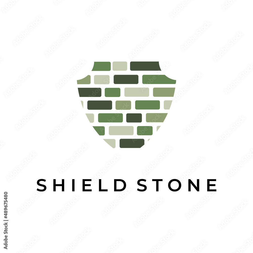 Stack of colorful retro brick shield vector logo Stock Vector | Adobe Stock