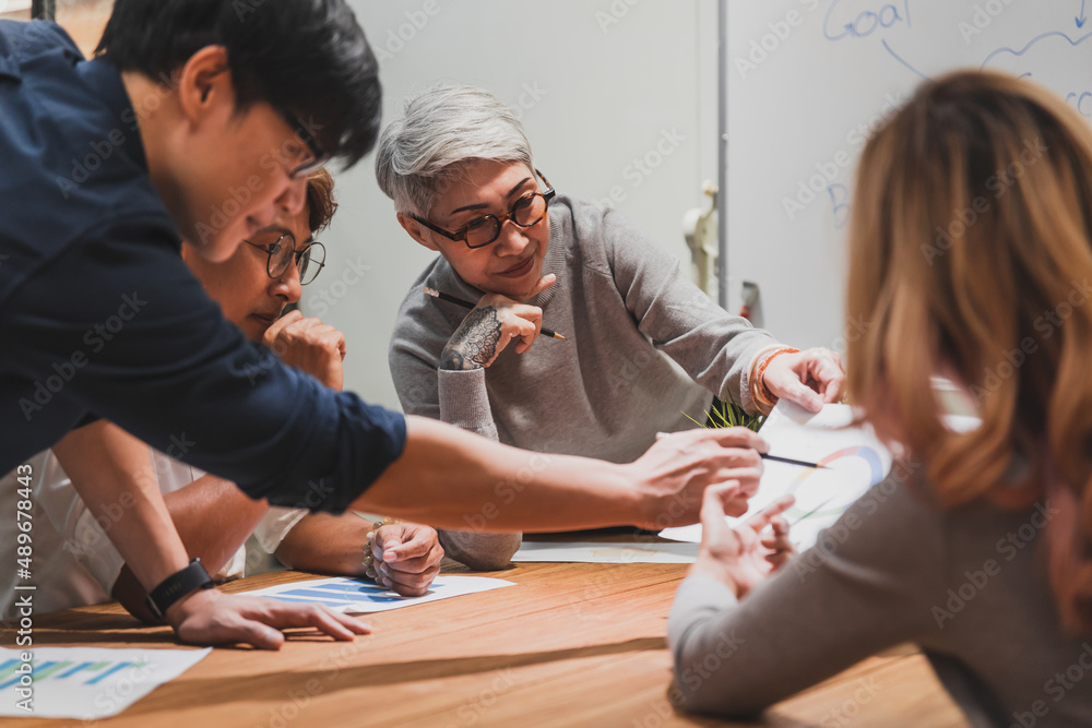 discus and brainstorming team working with colleague planning and ...