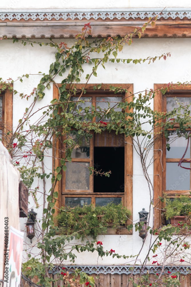 Exterior old window of Syrian old house in ancient city of Damascus ...