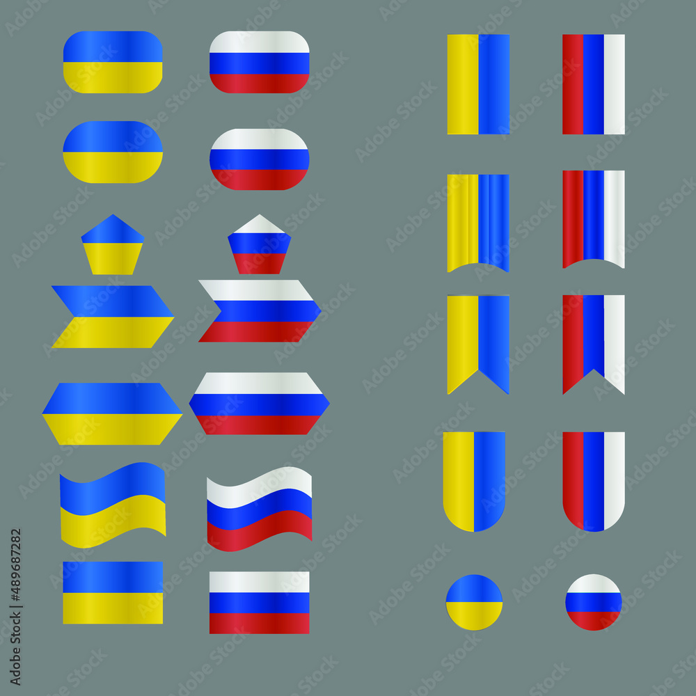 Ukraine and Russia flag vector collection. big set of national flag ...