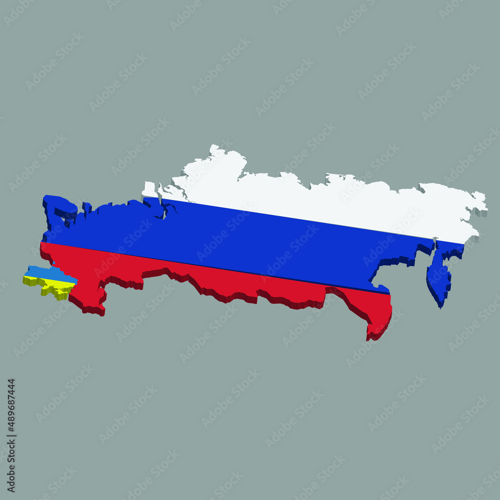 Ukraine and Russia map 3d, the tension sand conflict between Ukraine ...