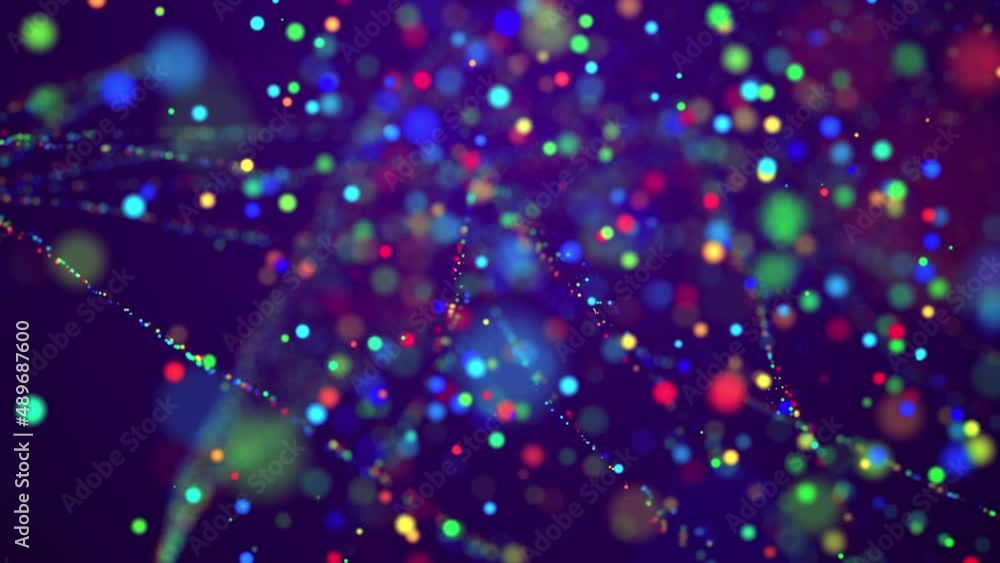 Awesome bg with magic particles fly in air, bokeh effects, DOF. Glowing ...