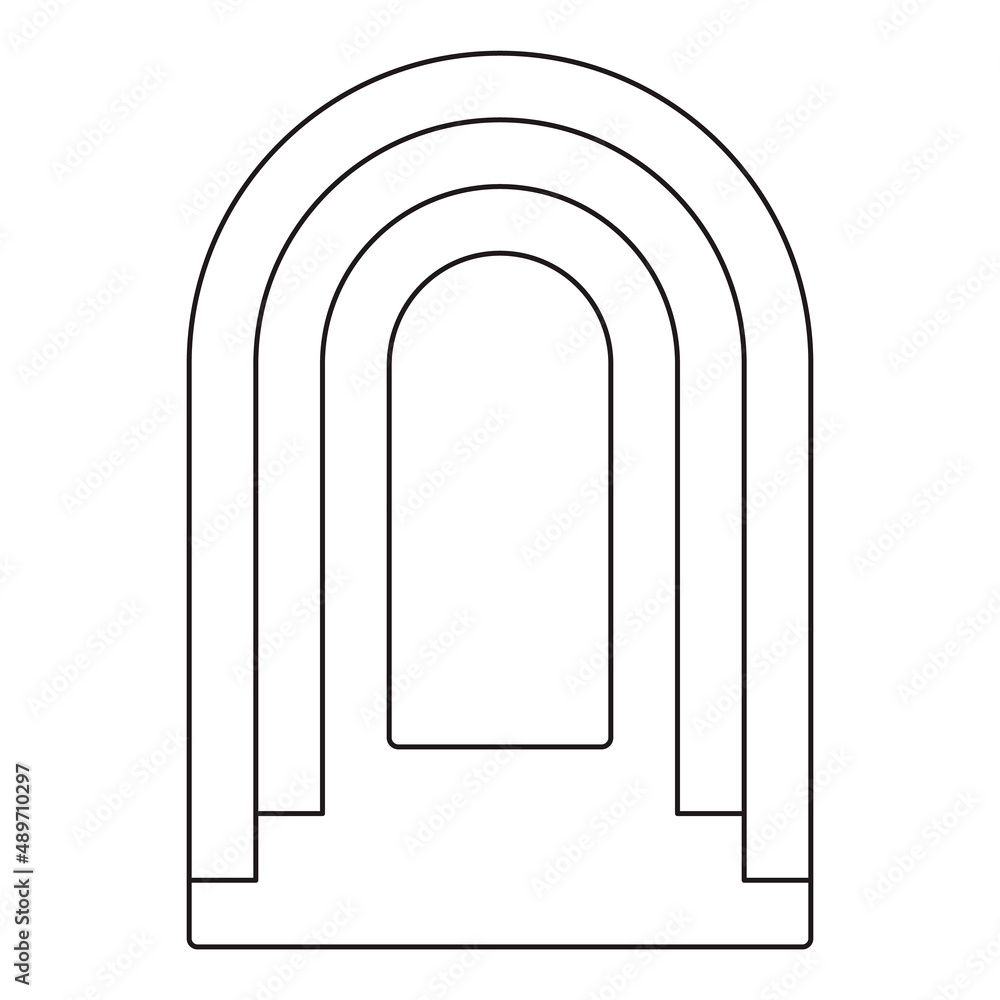 Arch entrance outline logo. Boho building emblem. Bohemian sign. Mid ...