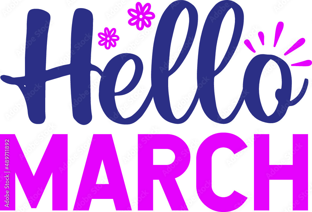 Hello march vector arts design Stock Vector | Adobe Stock