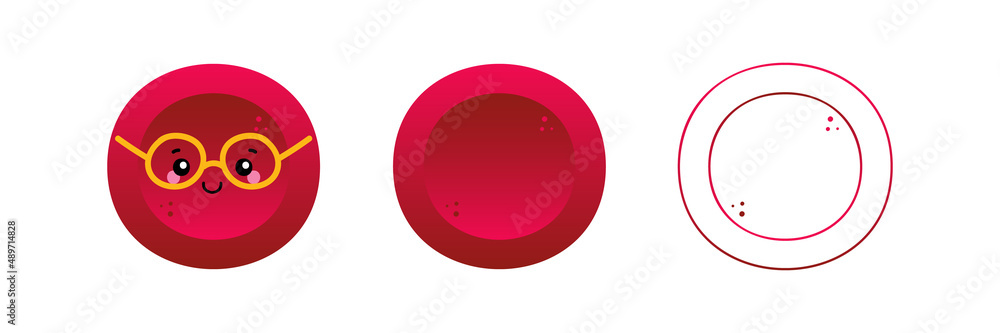Set, collection of red blood cells, erythrocytes character with blood ...