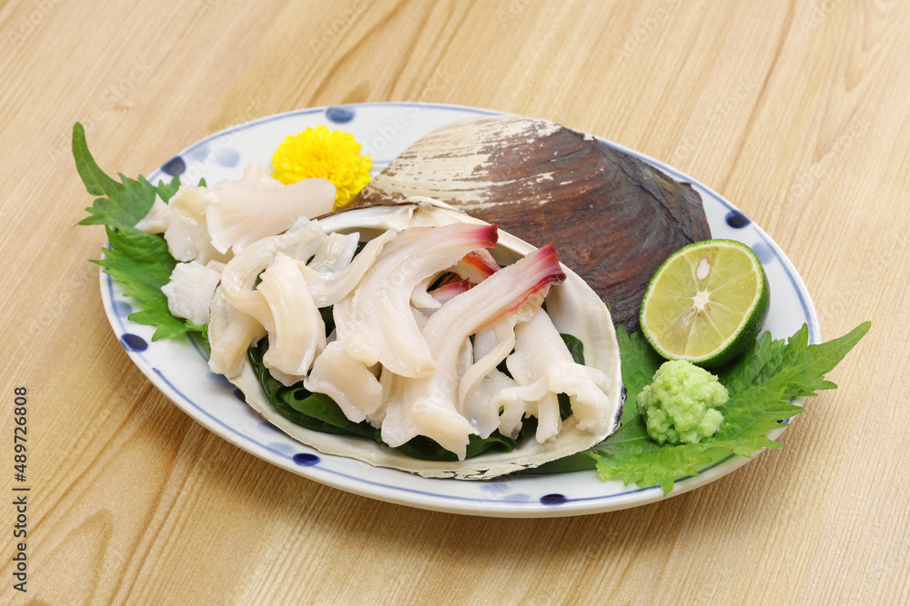 Mirugai(Japanese horse clam) sashimi, Japanese cuisine Stock Photo ...