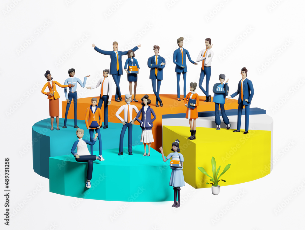 Business people, team stand at meta pie Chart. Business, statistic ...