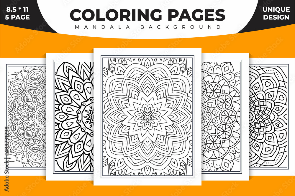 Decoration mandala coloring page KDP interior. Flower mandala pattern ...