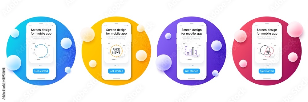 Minimal set of Fake news, Recovery data and Diagram graph line icons ...
