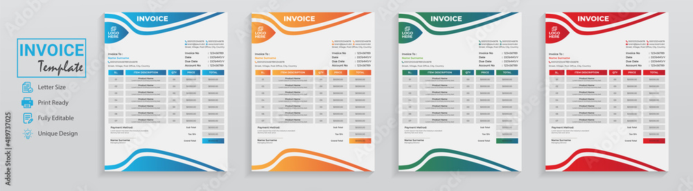 Minimal style modern invoice template design for accounting expense ...