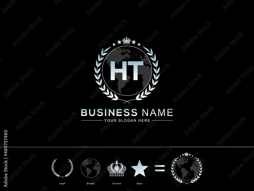 Vetor de Simple HT Logo, Modern ht Letter Crown Logo Design Template ...