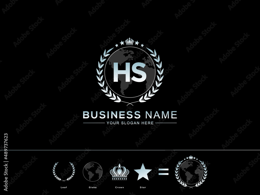 Simple HS Logo, Modern hs Letter Crown Logo Design Template Vector with ...