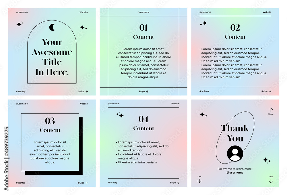 Microblog carousel slides template for instagram or social media. Six ...