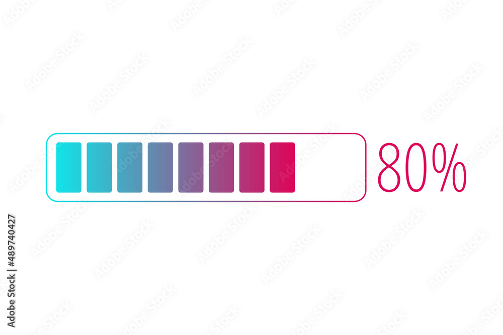 80 percent chart. Vector percentage infographics. Isolated gradient ...