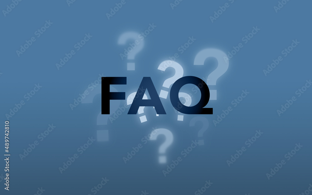 FAQ as frequently asked questions and various sized and aligned ...