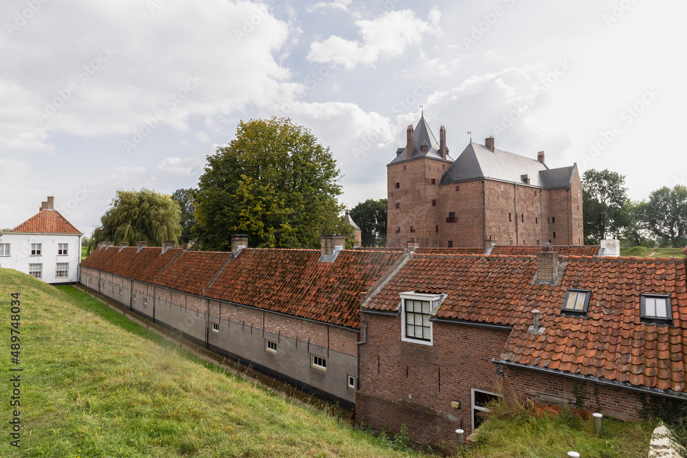 Loevestein Castle with historic soldiers' houses and outbuildings ...