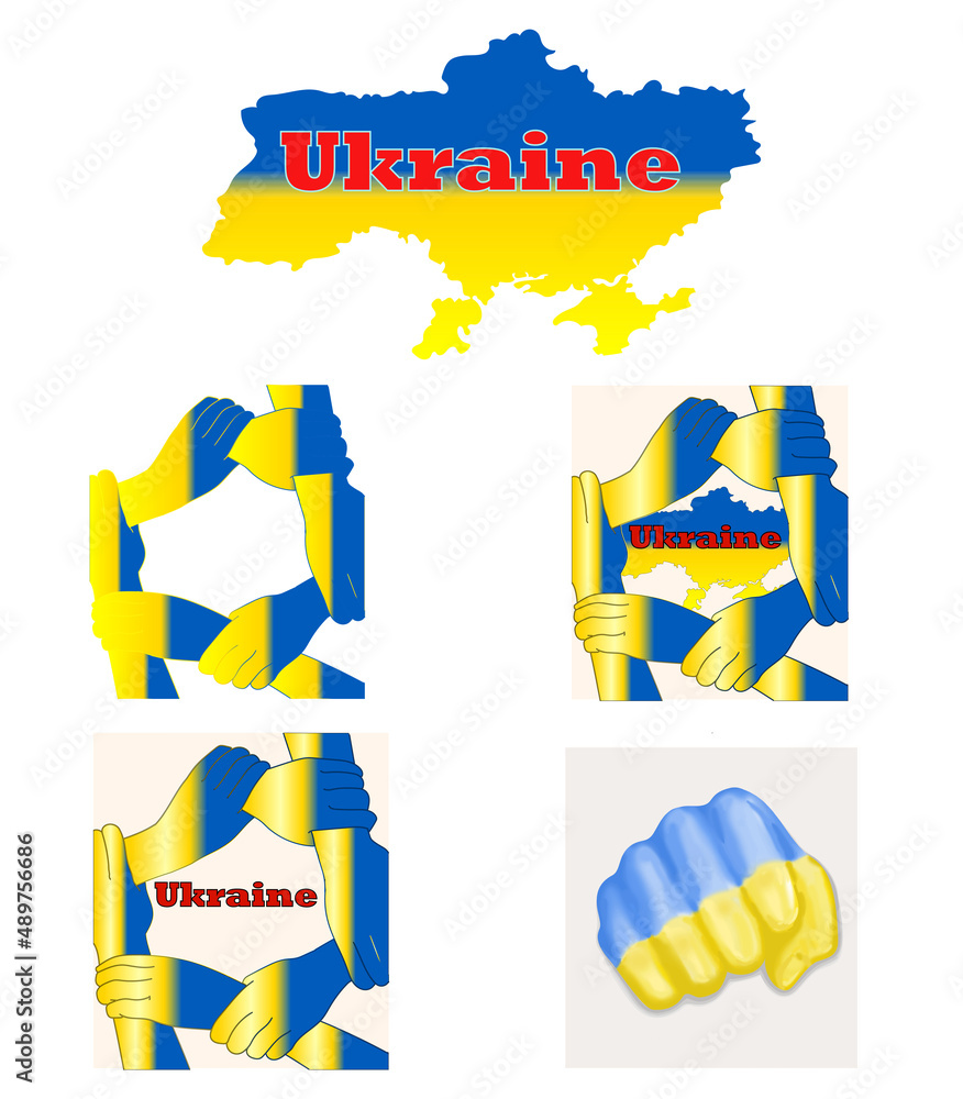 Ukraine map and flag vector. Ukraine and Russia military conflict ...