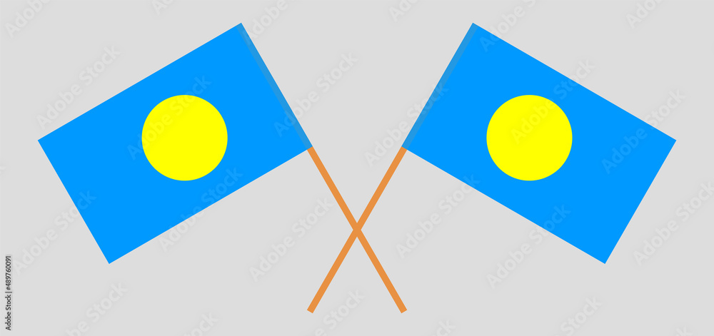 Crossed flags of Palau. Official colors. Correct proportion Stock ...
