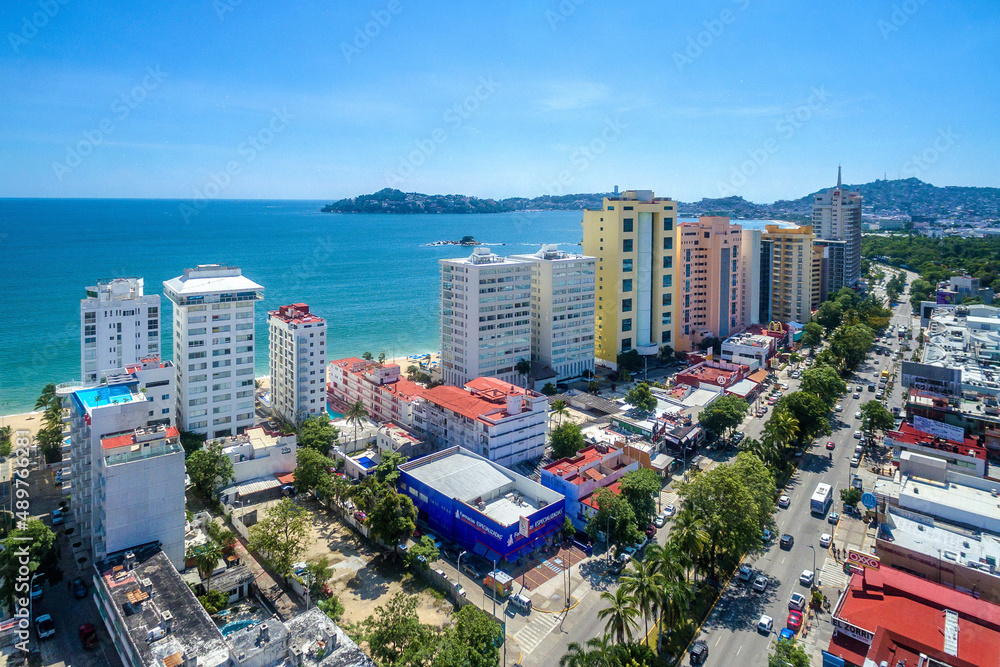 Aerial view of Acapulco city famous golden zone buildings Stock Photo ...