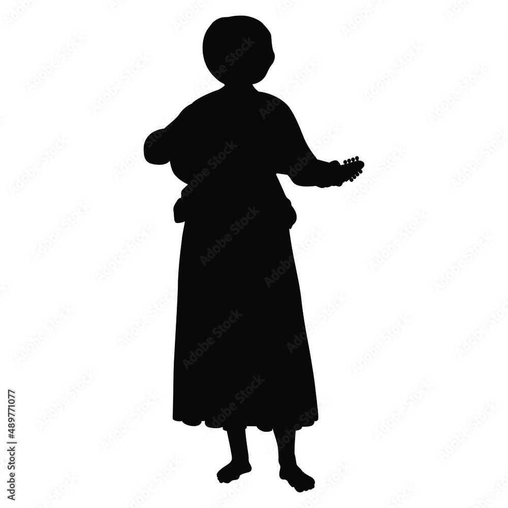 Standing medieval musician playing lute. Black silhouette on white ...