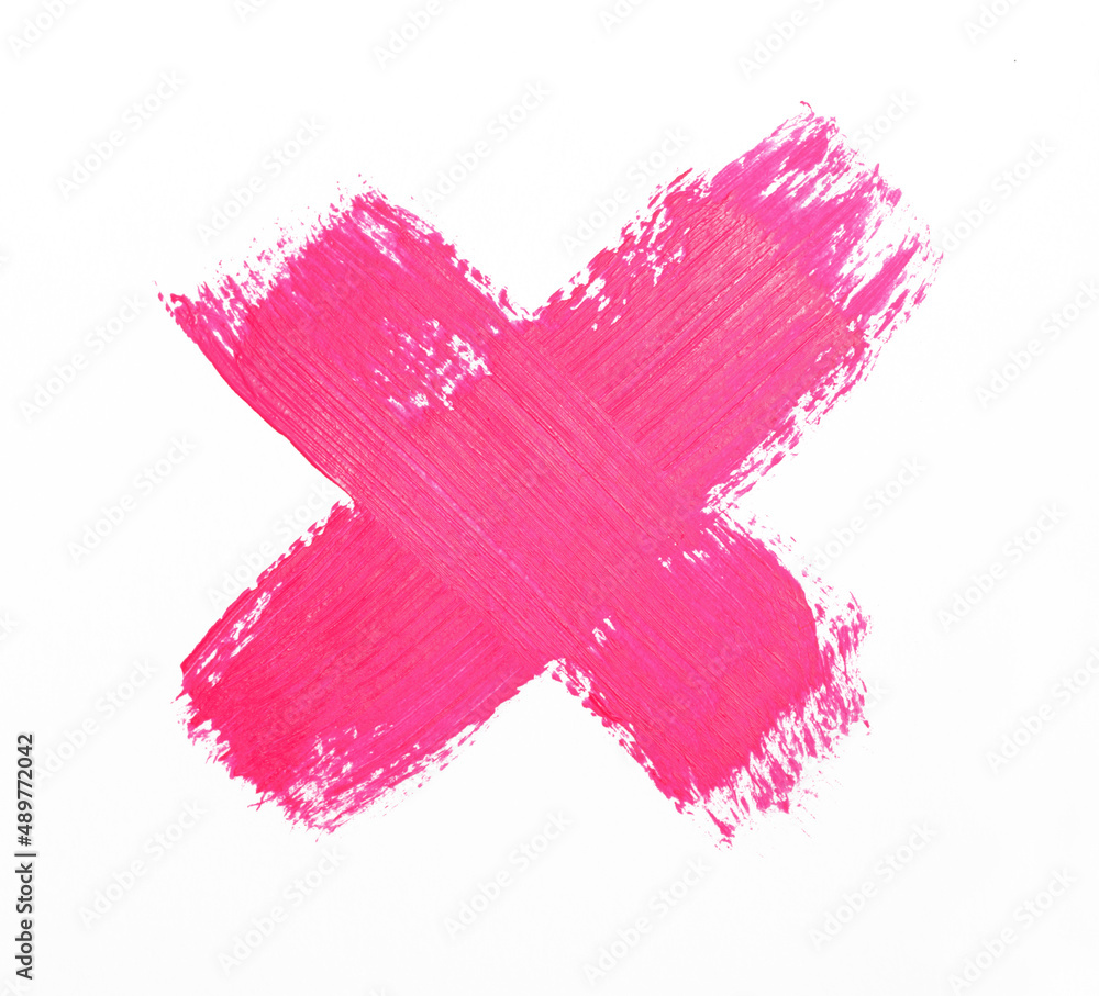 neon pink brush paint - cross isolated on white background Stock Photo ...